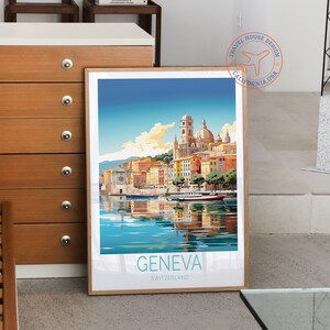 Geneva Switzerland Travel Poster, Geneva Switzerland Travel Wall Art ...