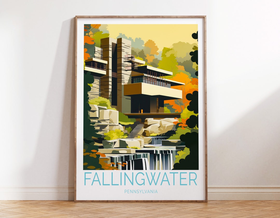 Fallingwater Travel Poster, Pennsylvania Poster, Fallingwater Travel ...