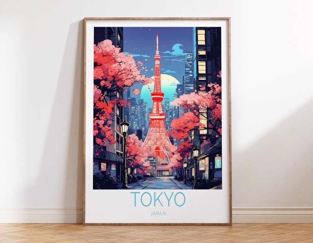 Tokyo Tower Japan Travel Poster, Tokyo Japan Poster Wall Art, Tokyo ...
