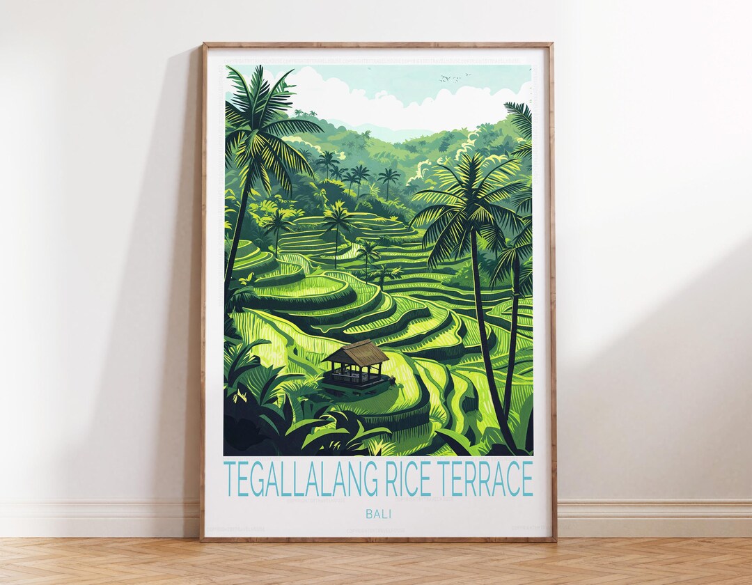 Tegallalang Rice Terrace Bali Travel Poster – Tropical Landscape Wall ...
