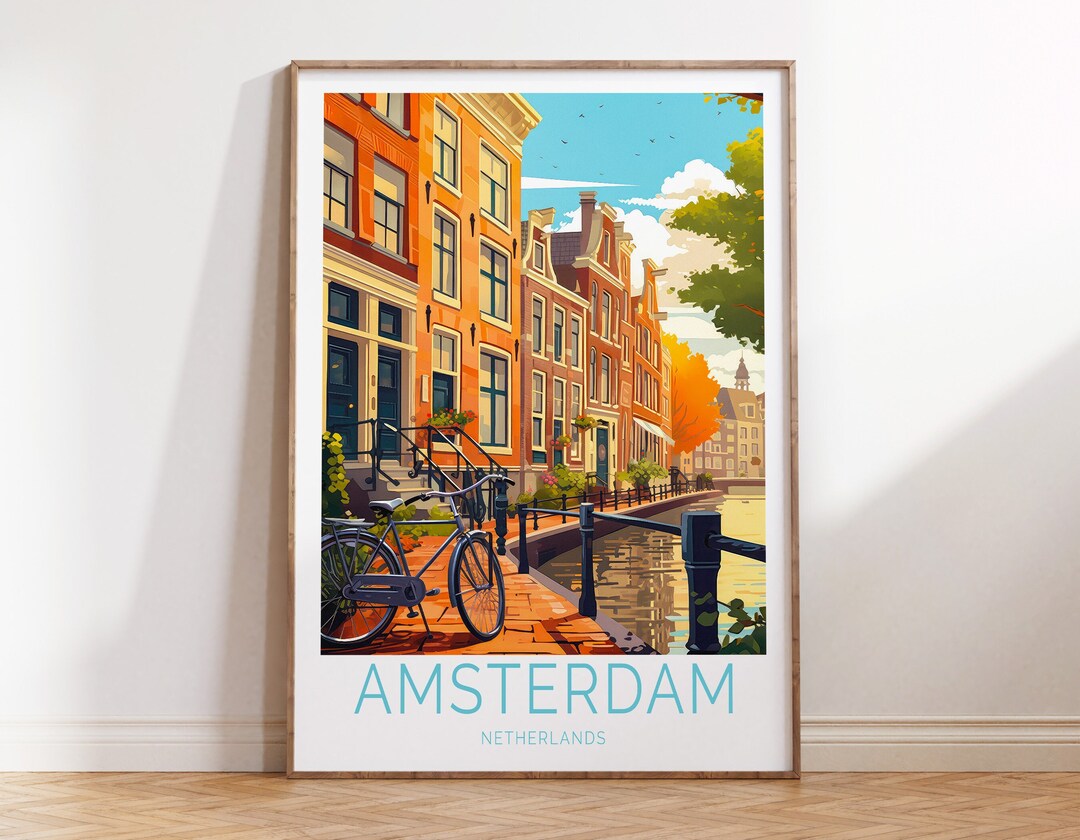 Amsterdam Travel Poster Netherlands Travel Poster, Amsterdam Travel ...