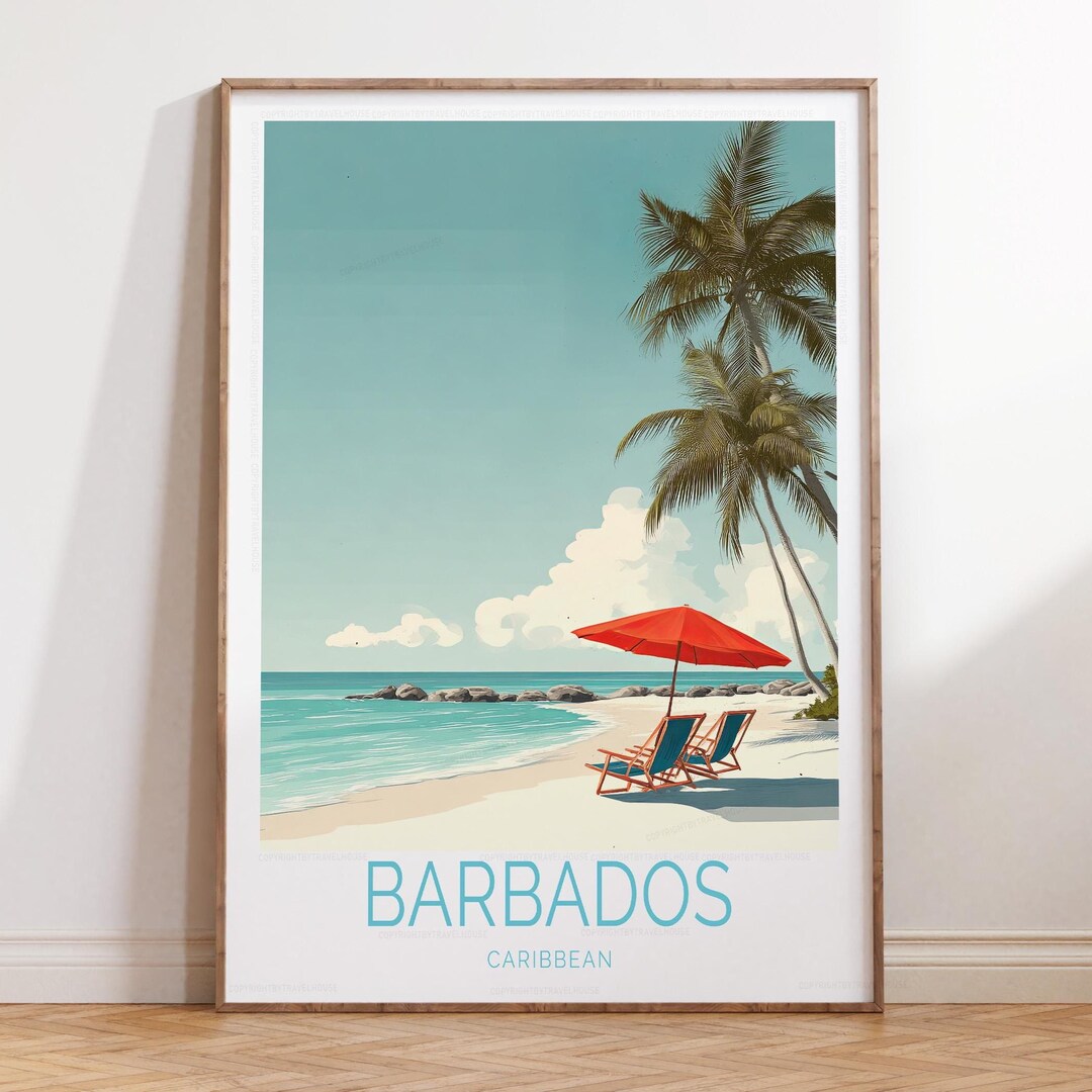 Barbados Caribbean Travel Poster, Caribbean Travel Print, Barbados Wall ...