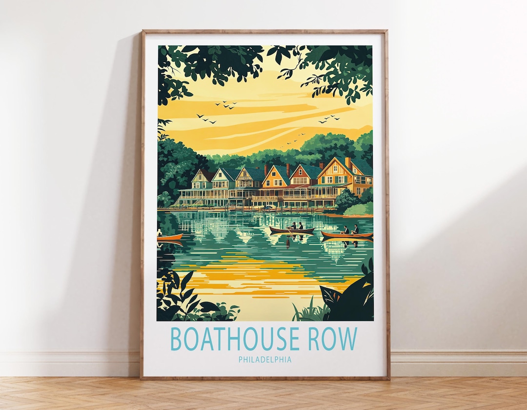 Boathouse Row Travel Poster, Boathouse Row Philadelphia Wall Art ...