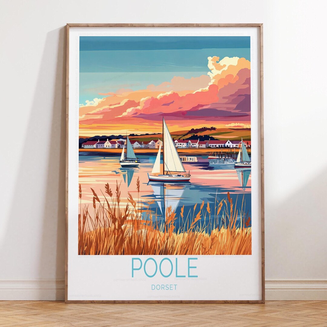 Poole Dorset Travel Poster, Dorset Travel Wall Art, Poole Travel Print ...