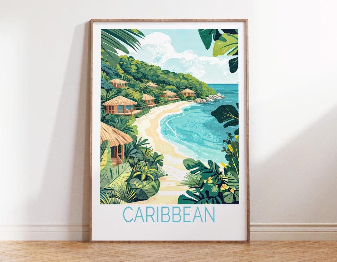 Caribbean Custom Travel Poster, Caribbean Island Wall Art, Caribbean ...