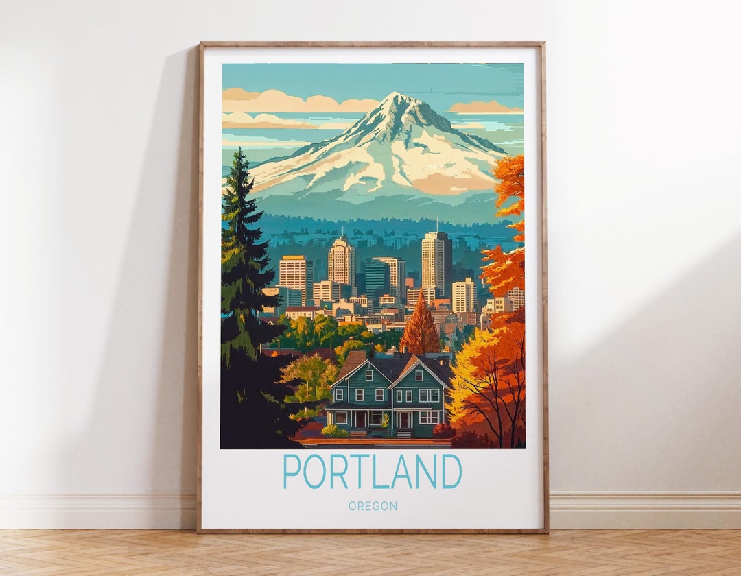 Portland Oregon Poster, Portland Travel Wall Art, Portland Oregon ...