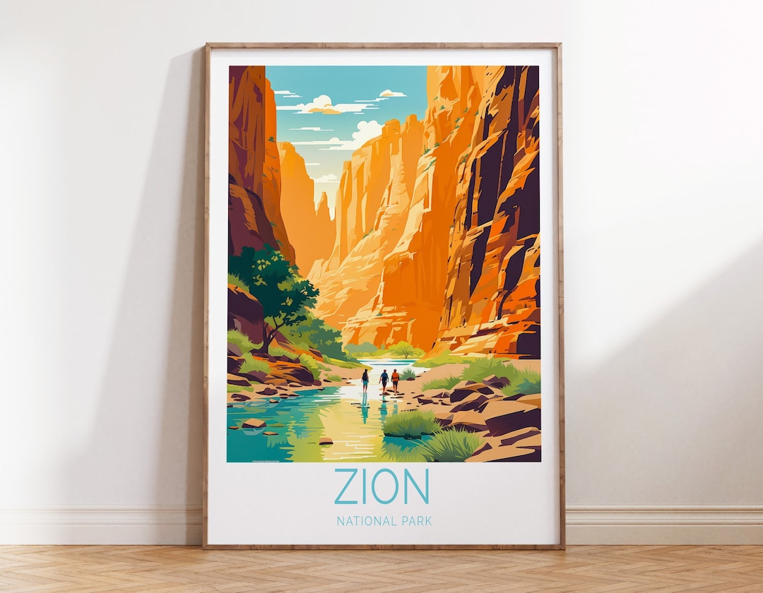 Zion National Park Travel Poster, Zion Utah National Park Poster, Zion ...