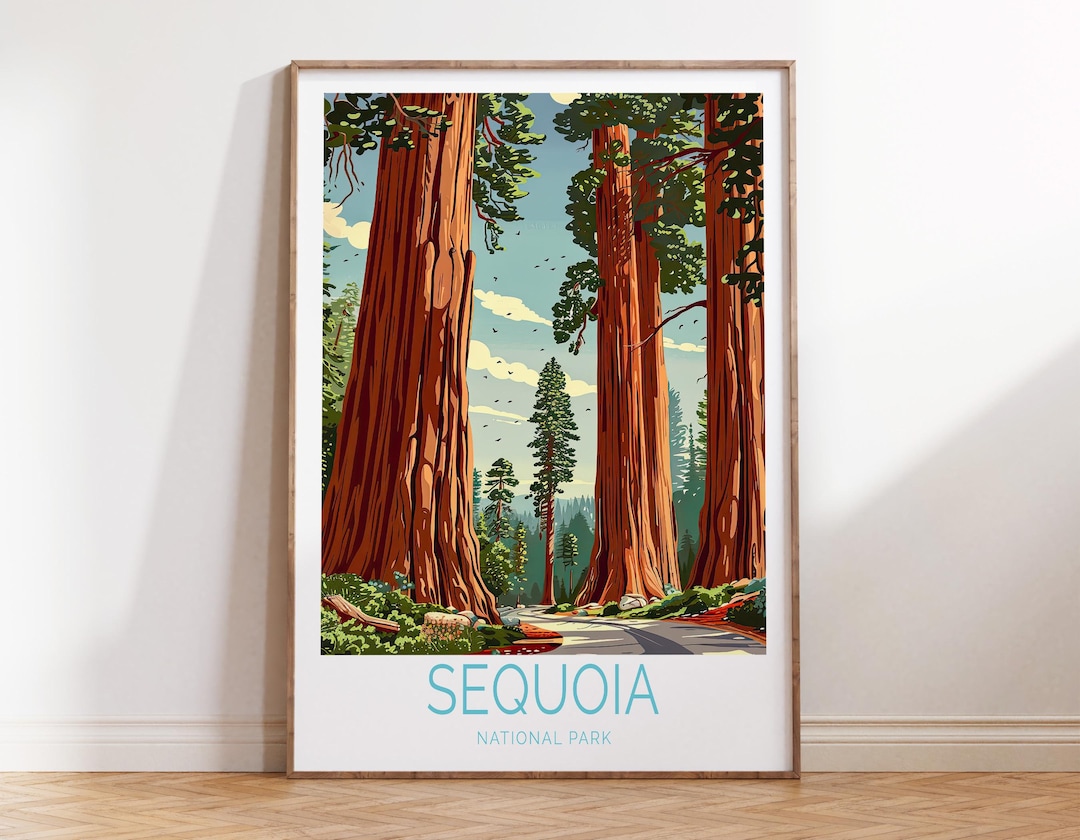 Sequoia Travel Poster, National Park Travel Gifts, Sequoia Wall Art ...