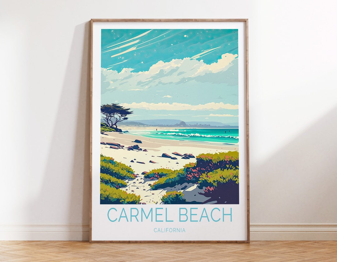 Carmel Beach California Travel Poster, Carmel Beach Big Sur Coastal ...