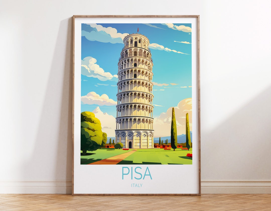 Pisa Travel Poster Italy Travel Poster, Pisa Tower Travel Wall Art ...