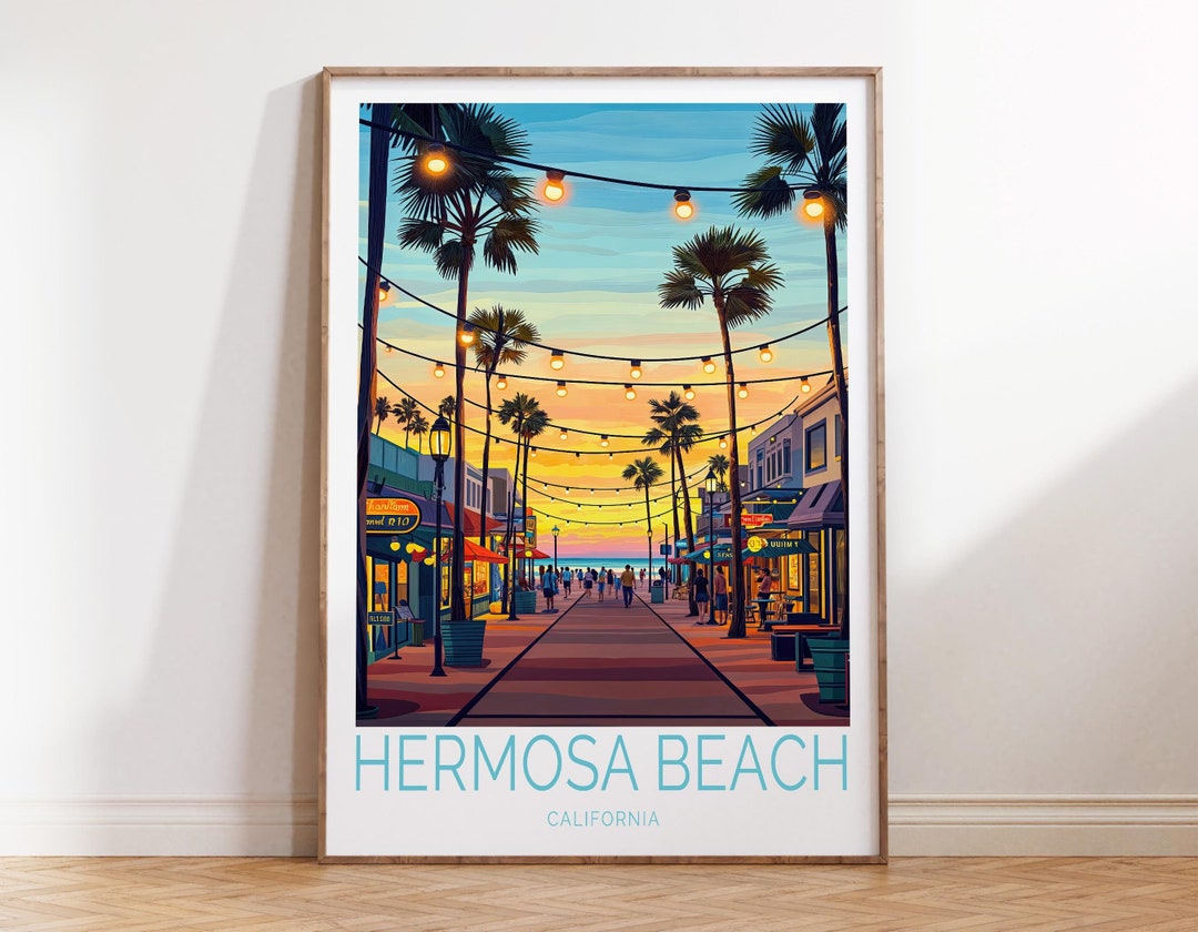 Hermosa Beach Travel Poster, Hermosa Beach California Wall Art ...