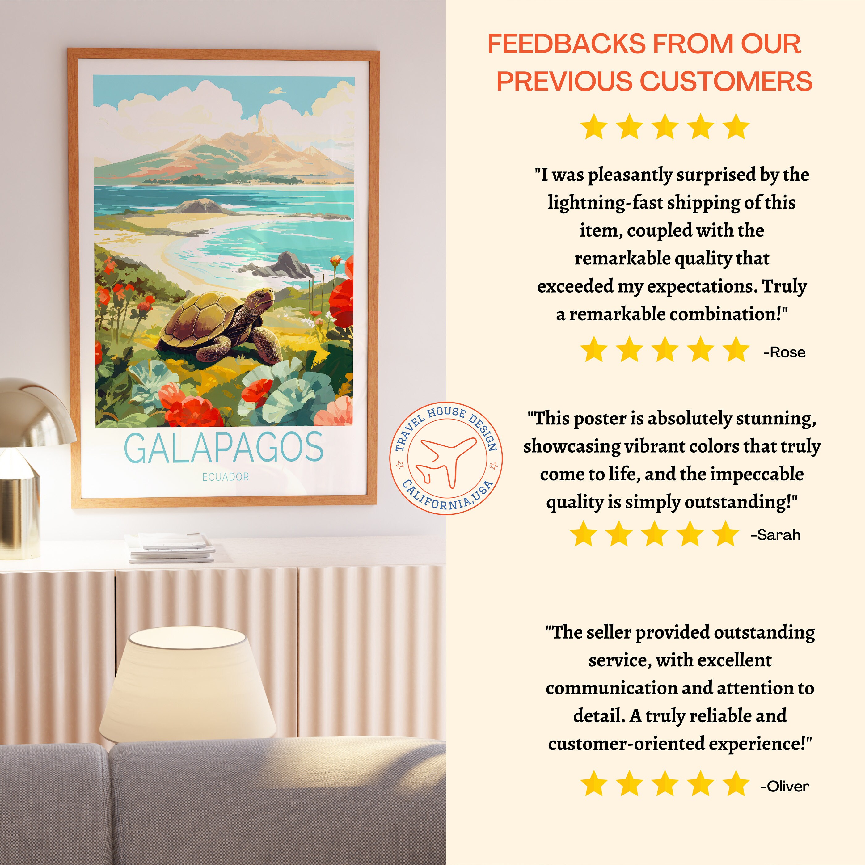 Galapagos Islands Travel Poster, Galapagos Islands Ecuador Park Wall ...