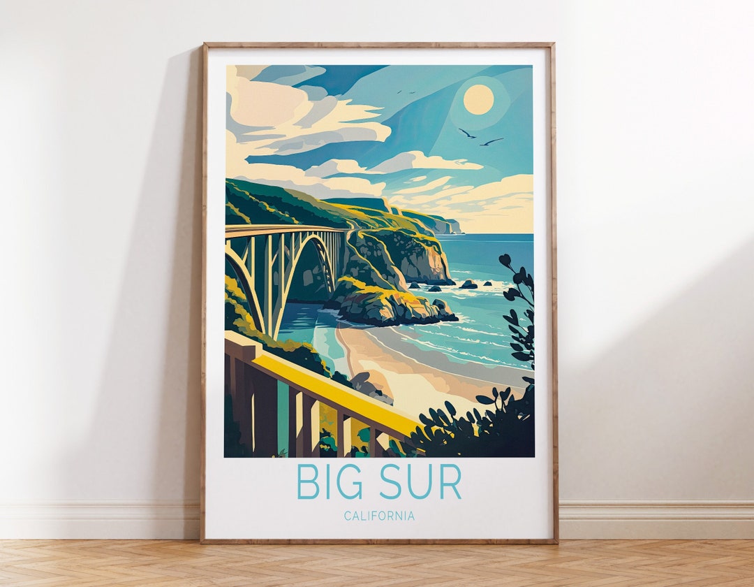 Big Sur Carmel Beach California Travel Poster, Big Sur California ...
