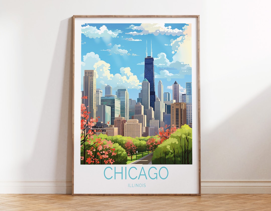 Chicago Travel Poster, Chicago USA Poster, Chicago Print, Wedding Gift ...
