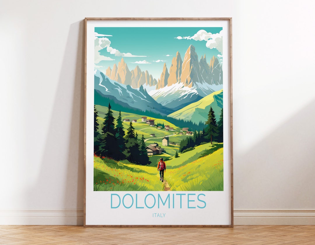 Dolomites Italy Travel Poster, Dolomites Italy Wall Art, Dolomites ...