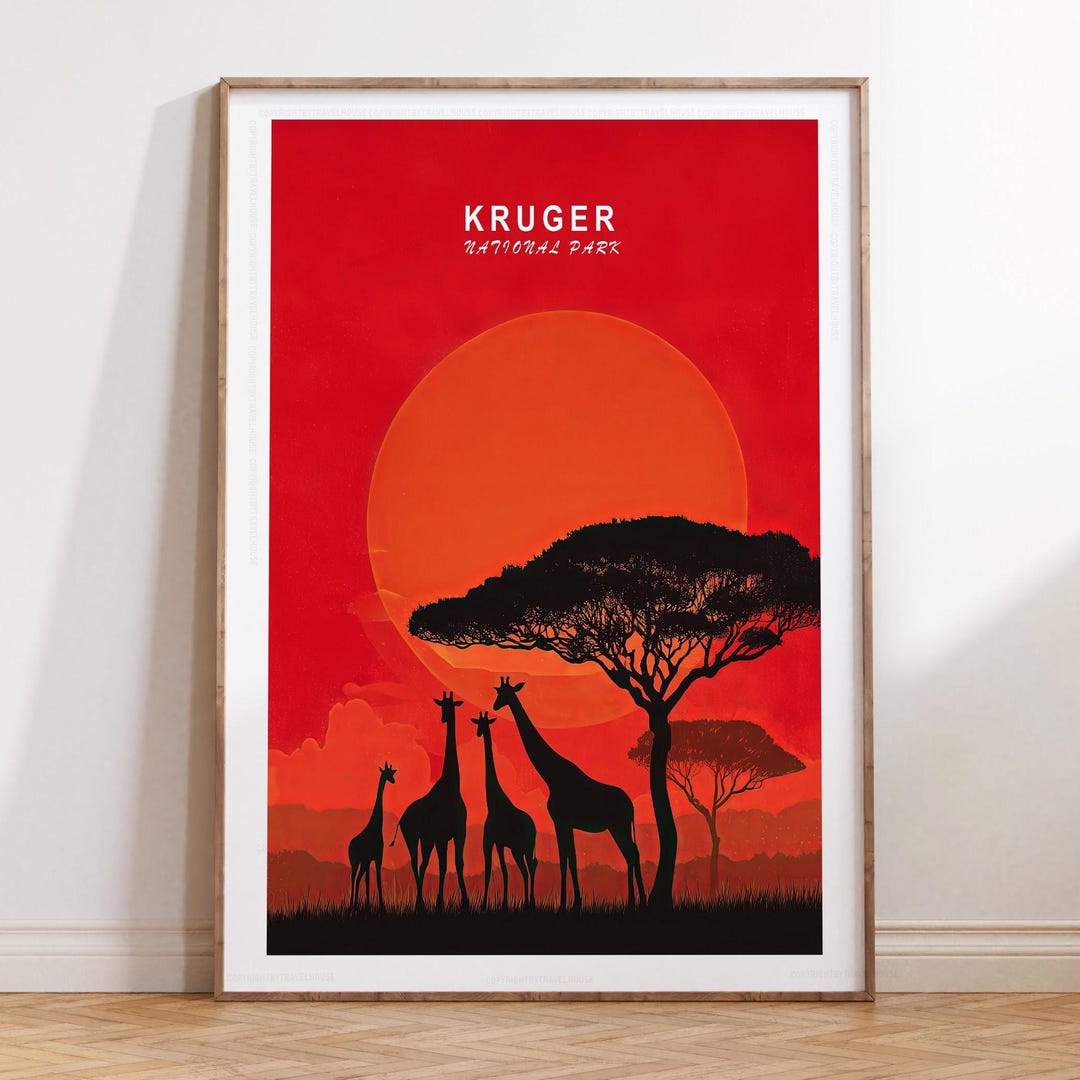Kruger Travel Poster, National Park Travel Print, Kruger National Park ...