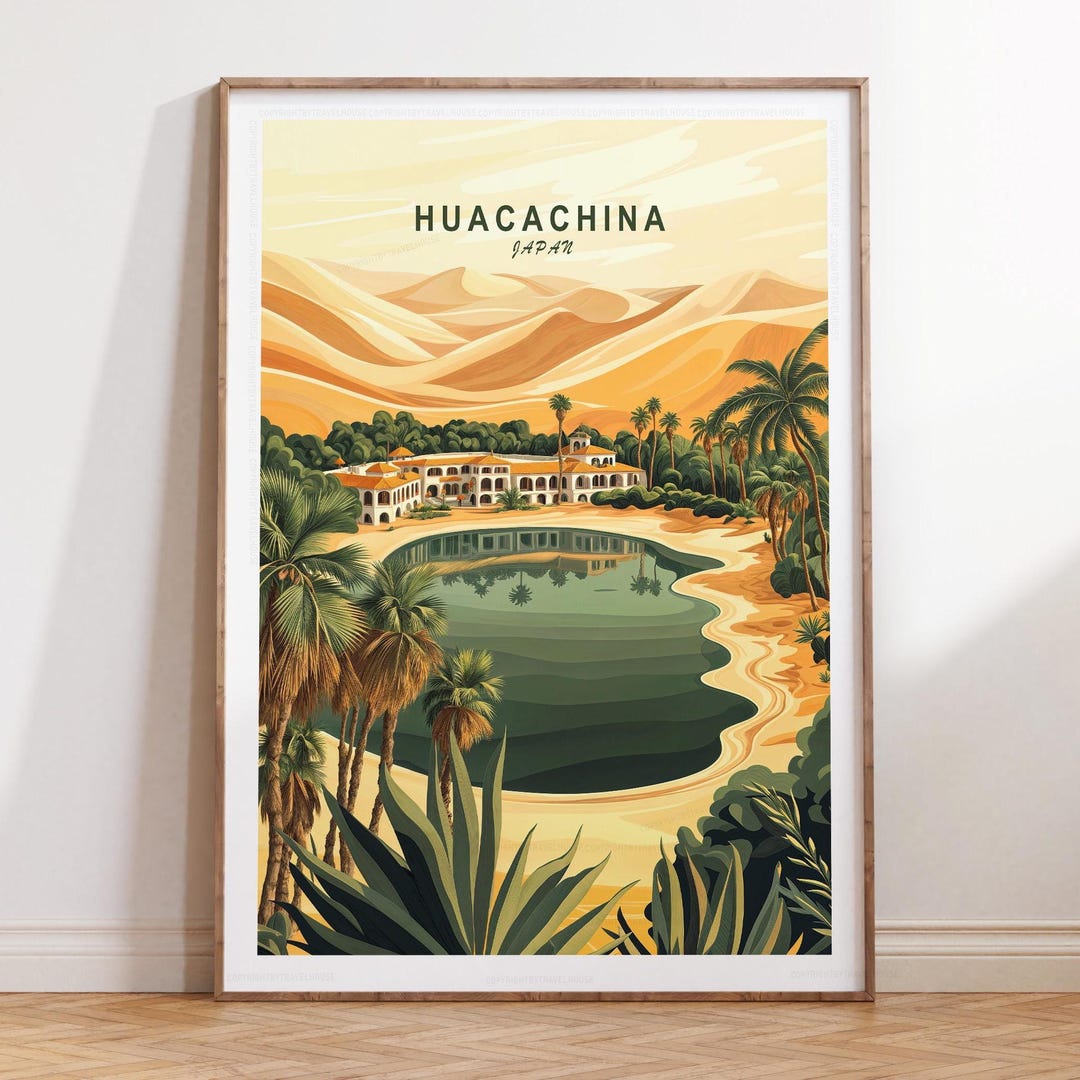 Huacachina Travel Poster, Huacachina Peru Travel Print, Peru Travel ...