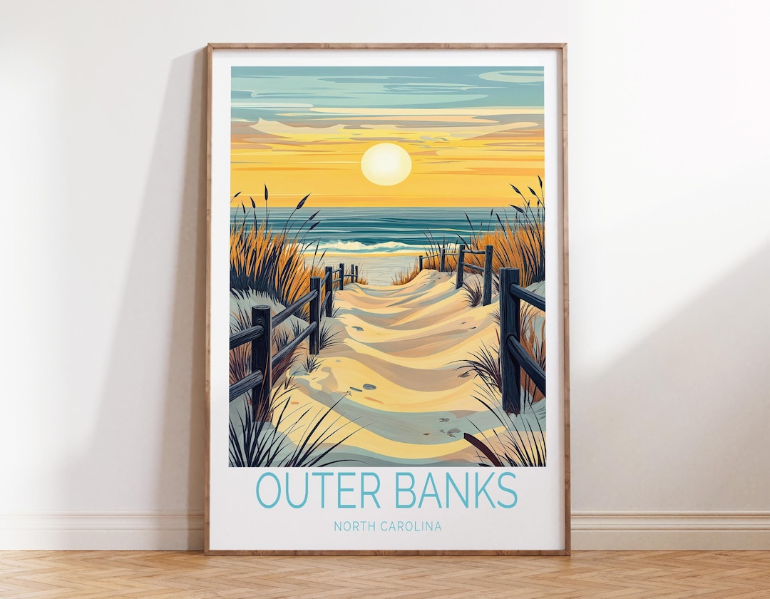 Outer Banks North Carolina Poster, North Carolina Travel Wall Art ...