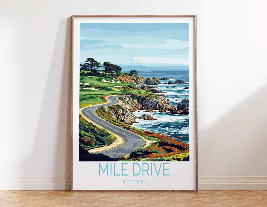 Mile Drive Monterey Travel Poster, Monterey Travel Wall Art, Mile Drive ...