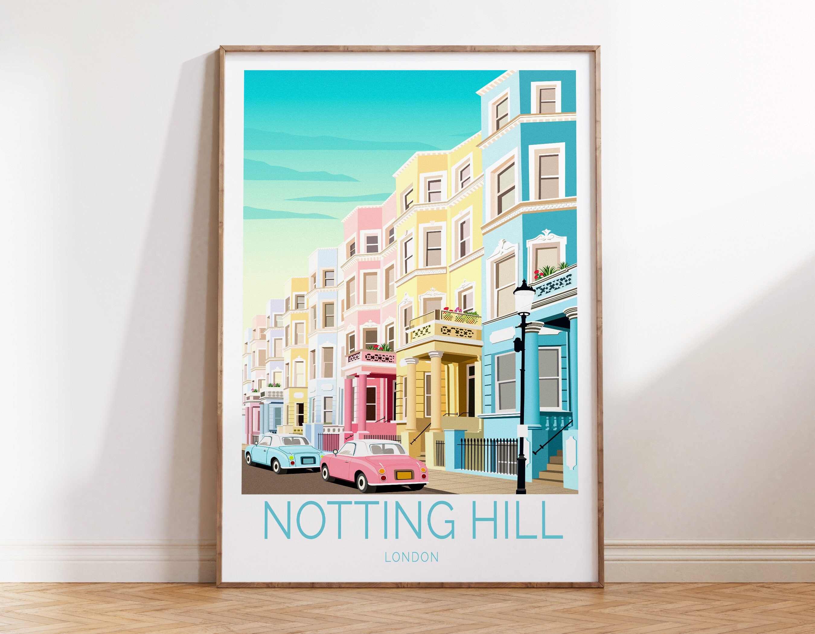 Notting Hill London Travel Poster, Notting Hill, Notting Hill UK Print ...