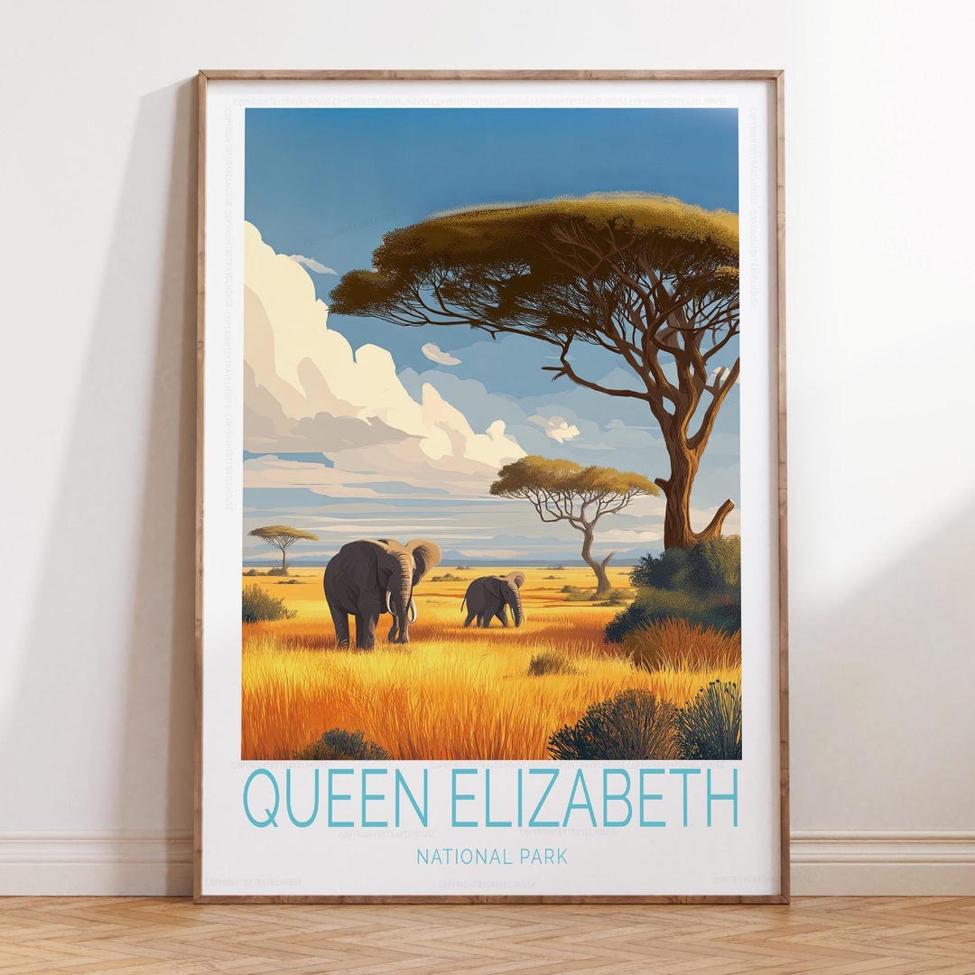 Queen Elizabeth Travel Poster, Queen Elizabeth National Park Travel ...