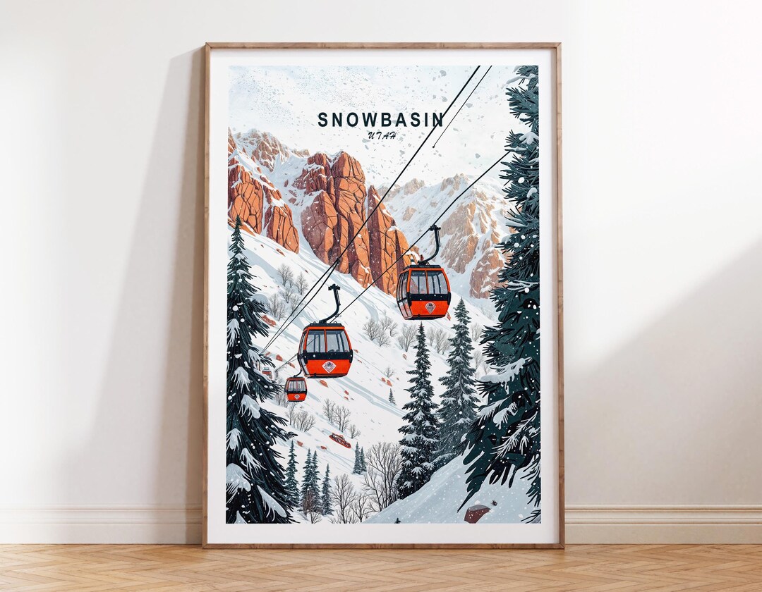 Snowbasin Winter Poster, Utah Travel Wall Art, Snowbasin Utah Travel ...