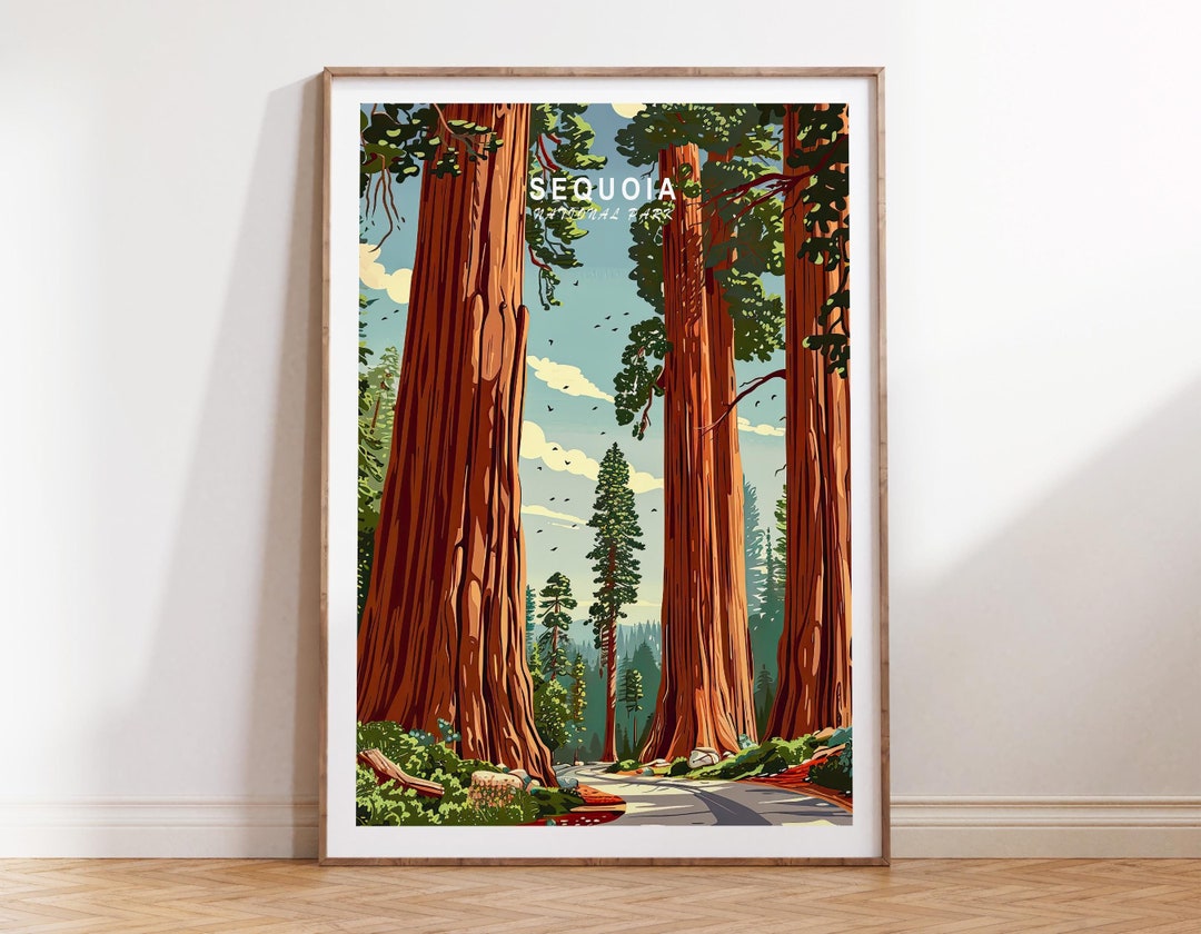 Sequoia National Park Travel Poster, National Park Wall Art, Sequoia ...