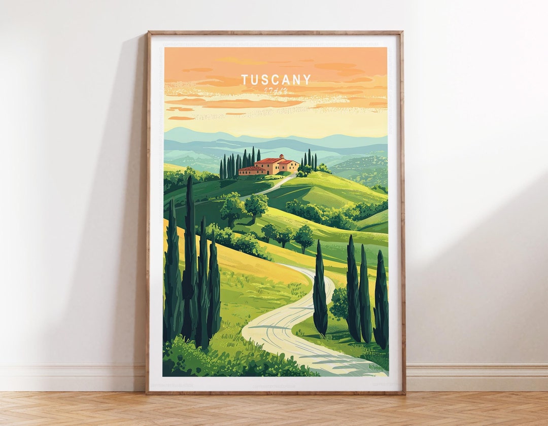 Tuscany Travel Poster, Tuscany Italy Travel Print, Italy Wall Art Print ...