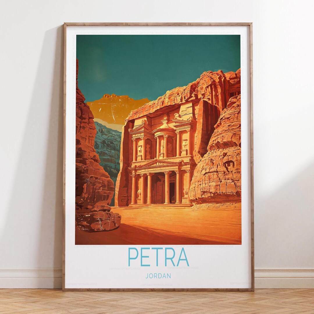 Petra Jordan Travel Poster, Jordan Travel Wall Art, Petra Travel Print ...