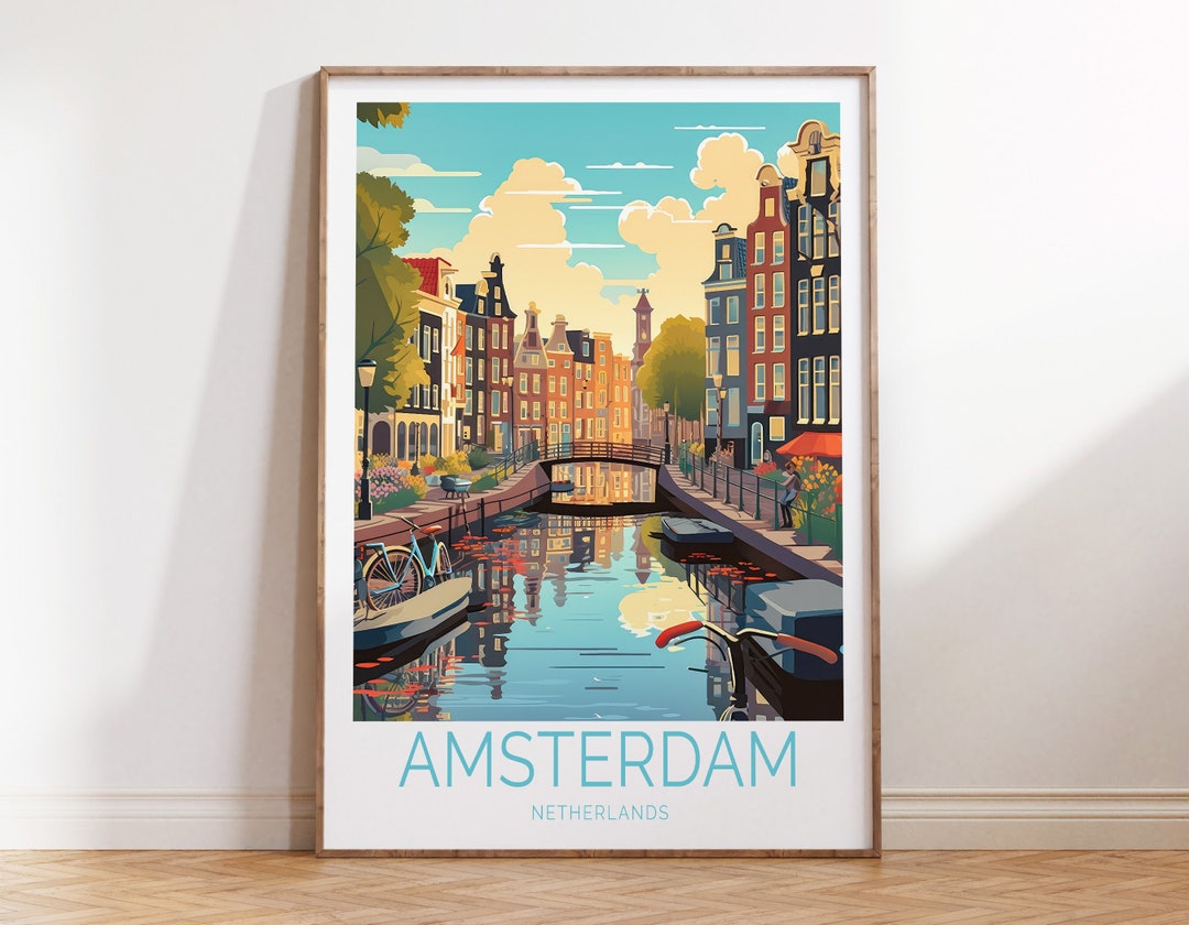 Amsterdam Travel Poster Netherlands Travel Poster, Amsterdam Travel ...