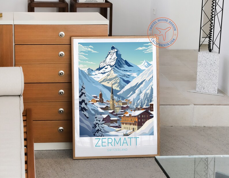 Zermatt Switzerland Travel Poster, Zermatt Switzerland Winter Poster ...