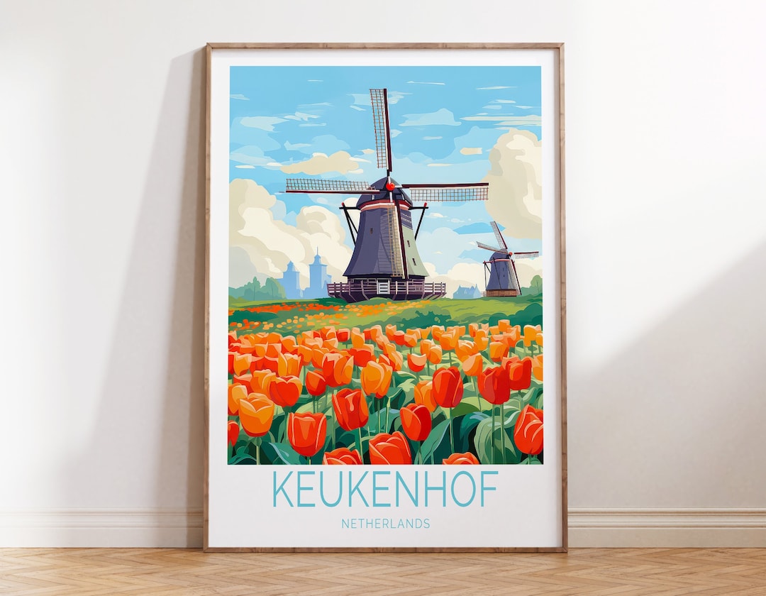 Keukenhof Botanical Garden Travel Poster, Lisse Netherlands Travel Wall Art, Keukenhof Botanical ...