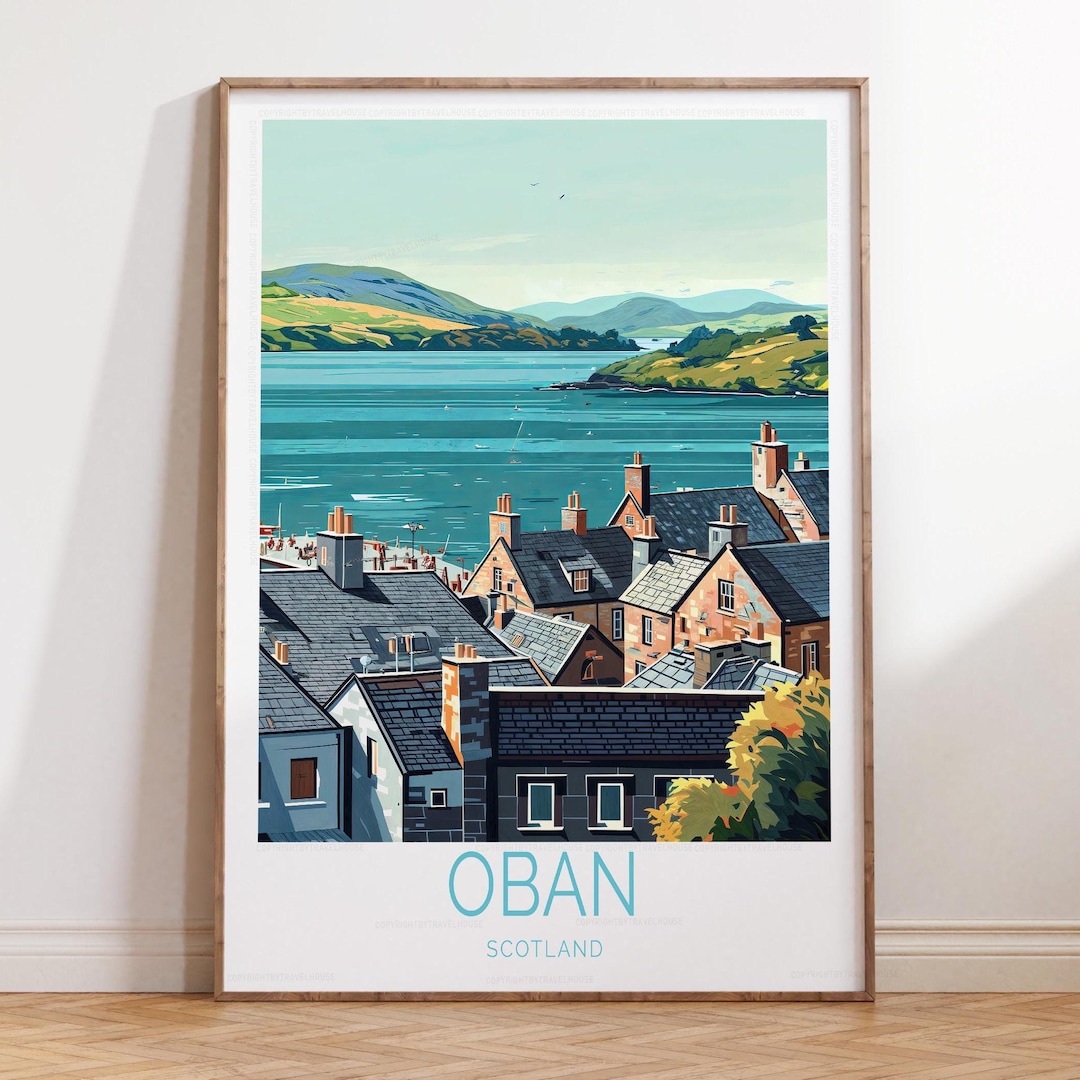 Oban Scotland Wall Art Print, Oban Travel Poster, Scotland Travel Print ...