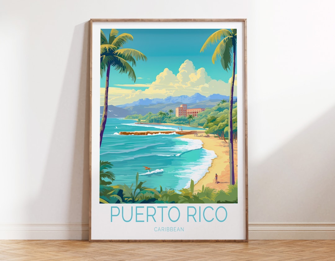 Puerto Rico Caribbean Travel Poster, Puerto Rico Poster, Puerto Rico ...