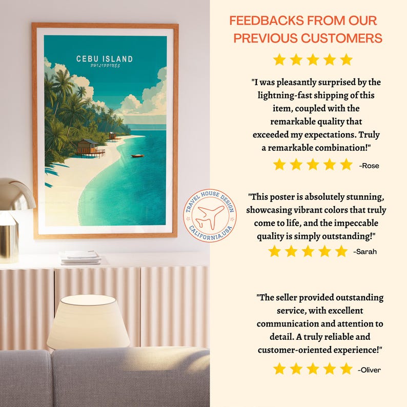 Cebu Island Travel Poster, Cebu Island Philippines Wall Art Print ...
