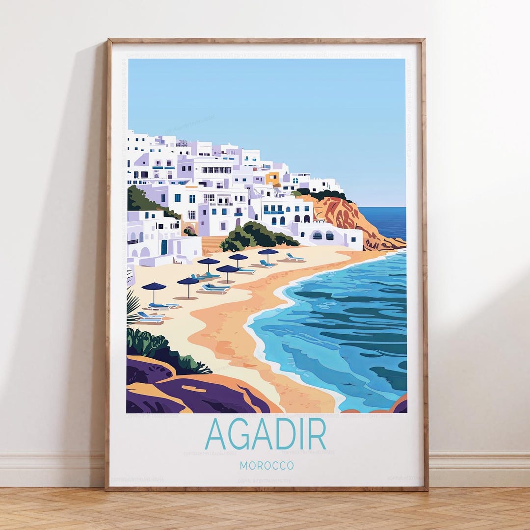 Agadir Morocco Travel Poster, Morocco Travel Wall Art, Agadir Travel ...