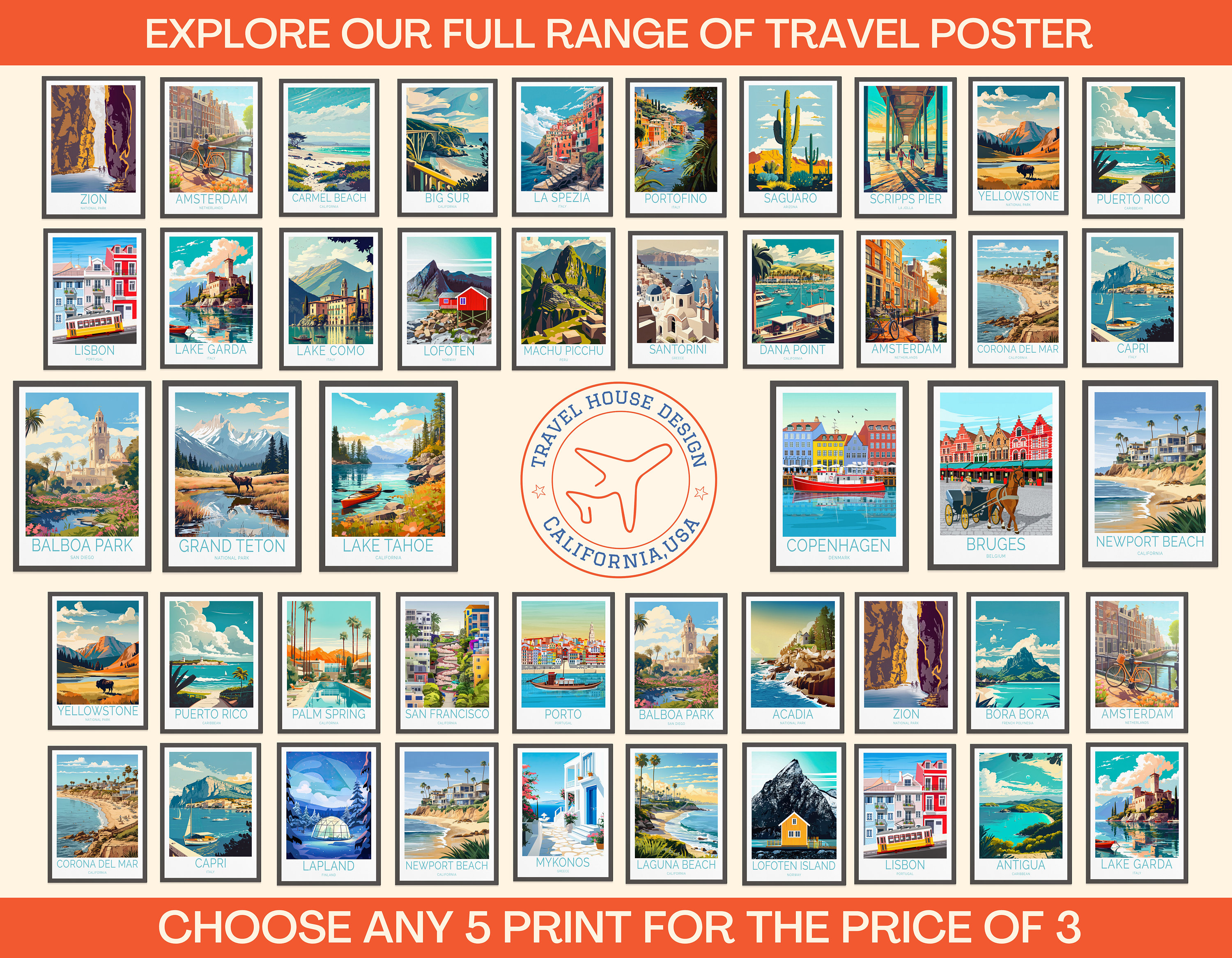 Money Saving Bundle, Buy 5, Get 3 Free, Travel Poster Bundle, Travel ...