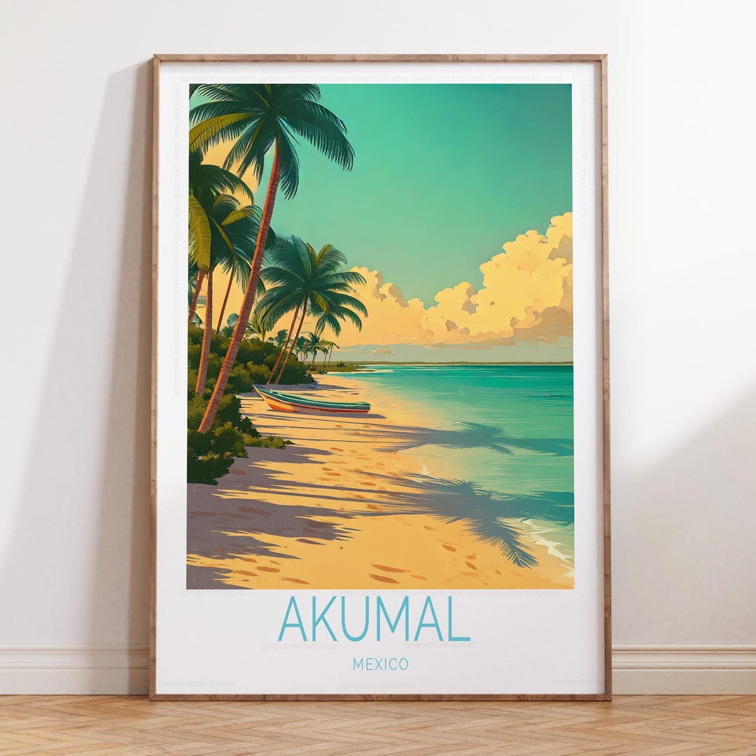 Akumal Mexico Travel Poster, Akumal Travel Print, Mexico Travel Wall ...