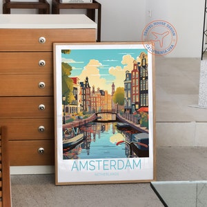 Amsterdam Travel Poster Netherlands Travel Poster, Amsterdam Travel ...