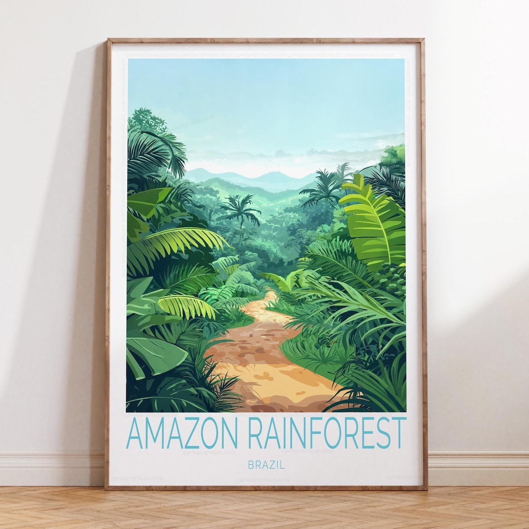 Amazon Rainforest Brazil Travel Poster, Brazil Travel Wall Art, Amazon ...