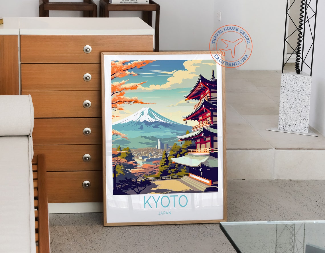Kyoto Japan Travel Poster, Kyoto Japan Fuji Travel Poster Wall Art ...