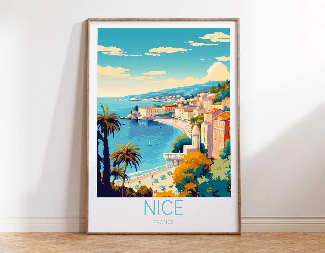 Nice France French Riviera Travel Poster Nice Coastal Poster, Nice ...