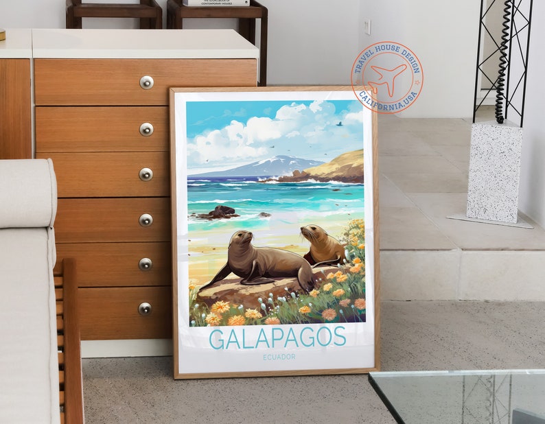 Galapagos Islands Travel Poster, Galapagos Islands Ecuador Park Wall ...