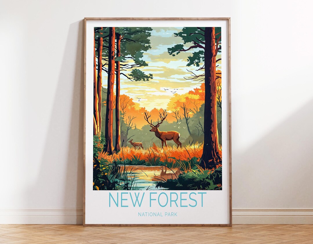 New Forest National Park Travel Poster, England Travel Wall Art, New ...