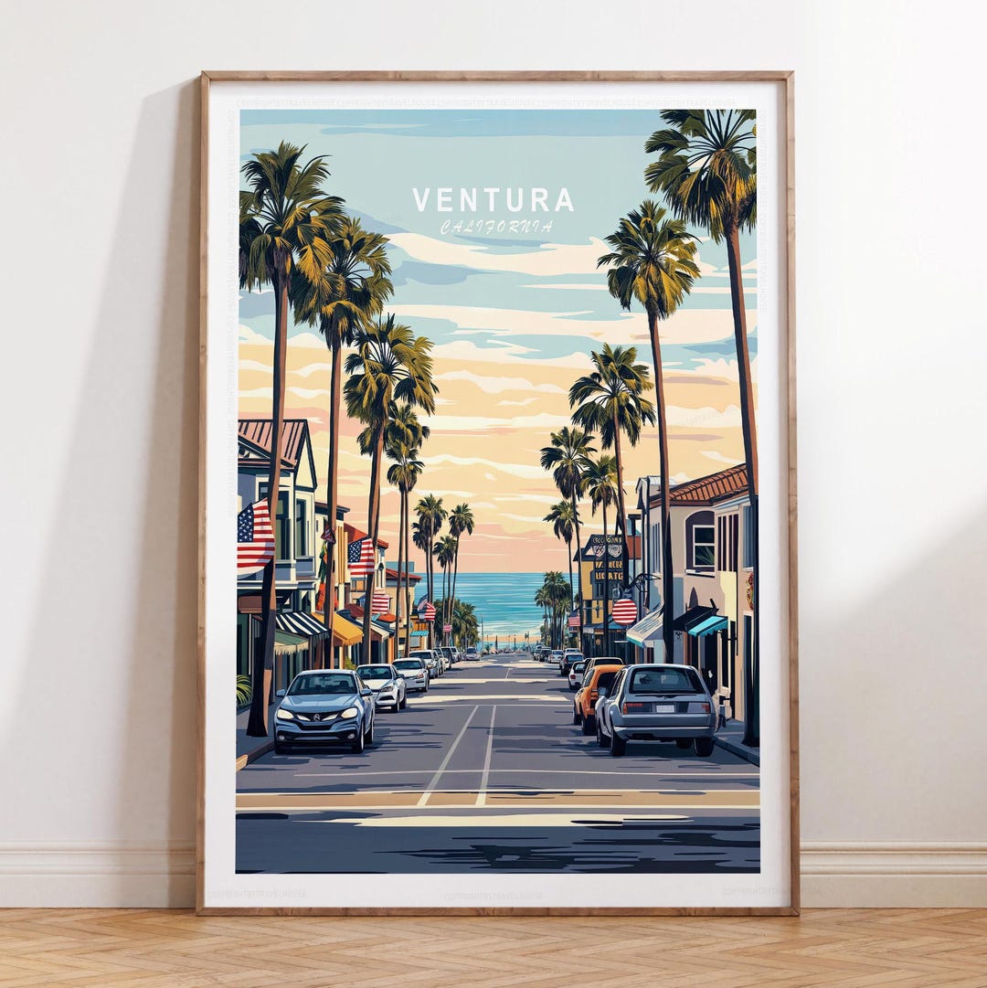 Ventura California Travel Poster, California Travel Wall Art, Ventura ...