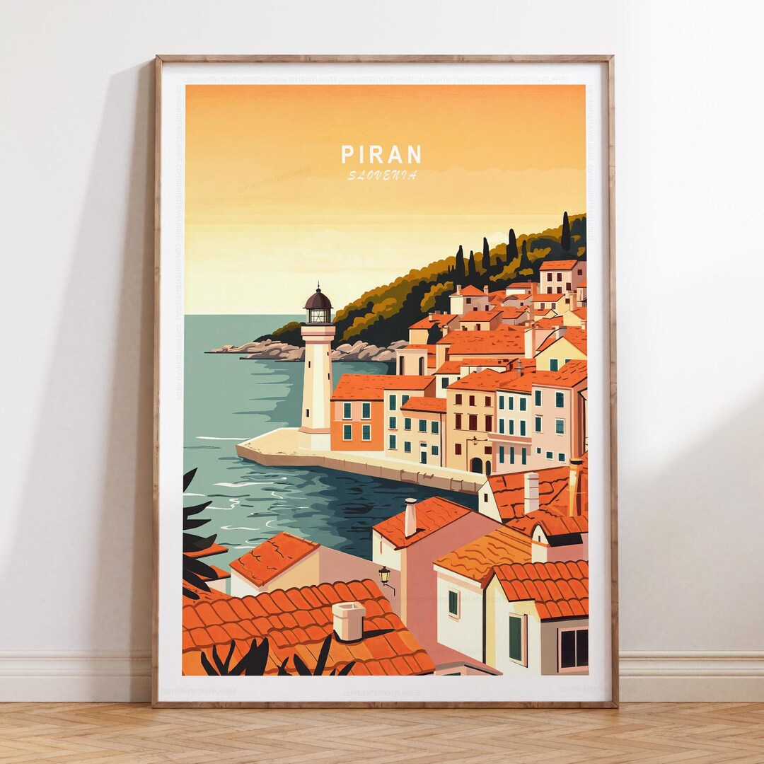Piran Travel Poster, Piran Slovenia Wall Art Print, Slovenia Travel ...