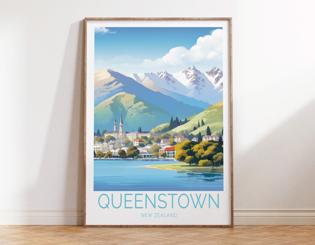 Queenstown New Zealand Travel Poster, Queenstown New Zealand Poster ...