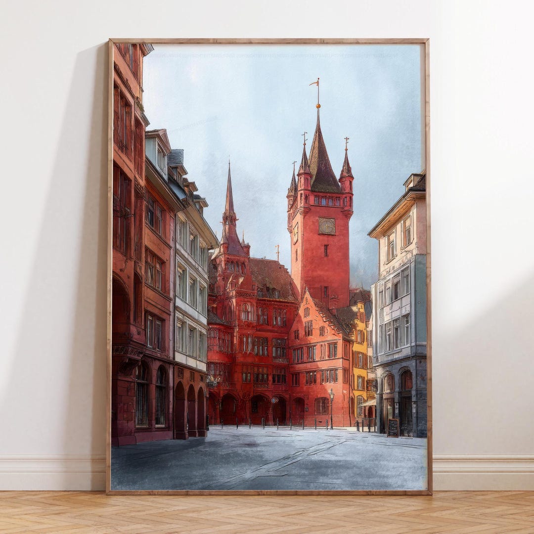 Basel Switzerland Watercolor Poster, Old Town Art Print, Europe Wall ...