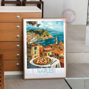 Naples Italy Travel Poster, Italy Travel Wall Art, Italy Naples Food ...