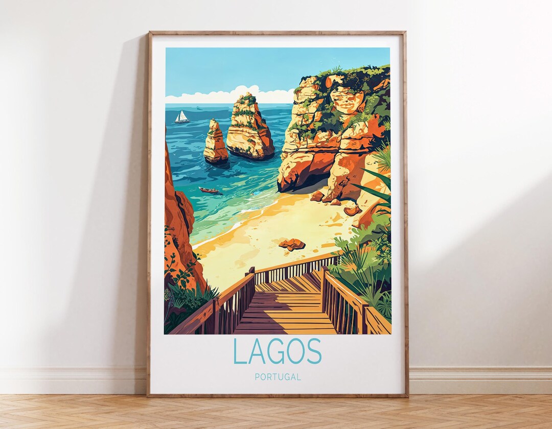 Lagos Custom Travel Poster, Lagos Portugal Travel Wall Art, Algarve ...